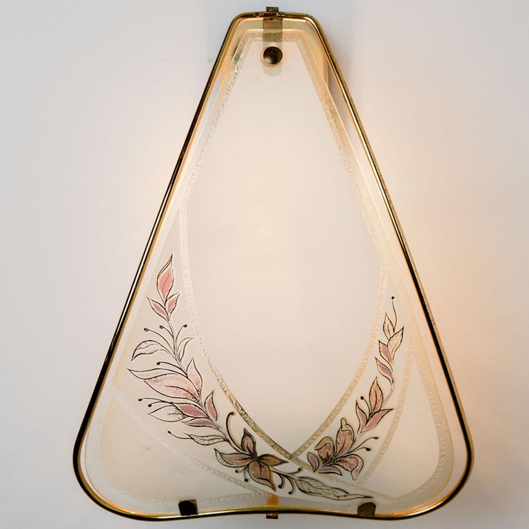 White Glass and Brass Ornate Flower Wall Sconces For Sale at 1stDibs
