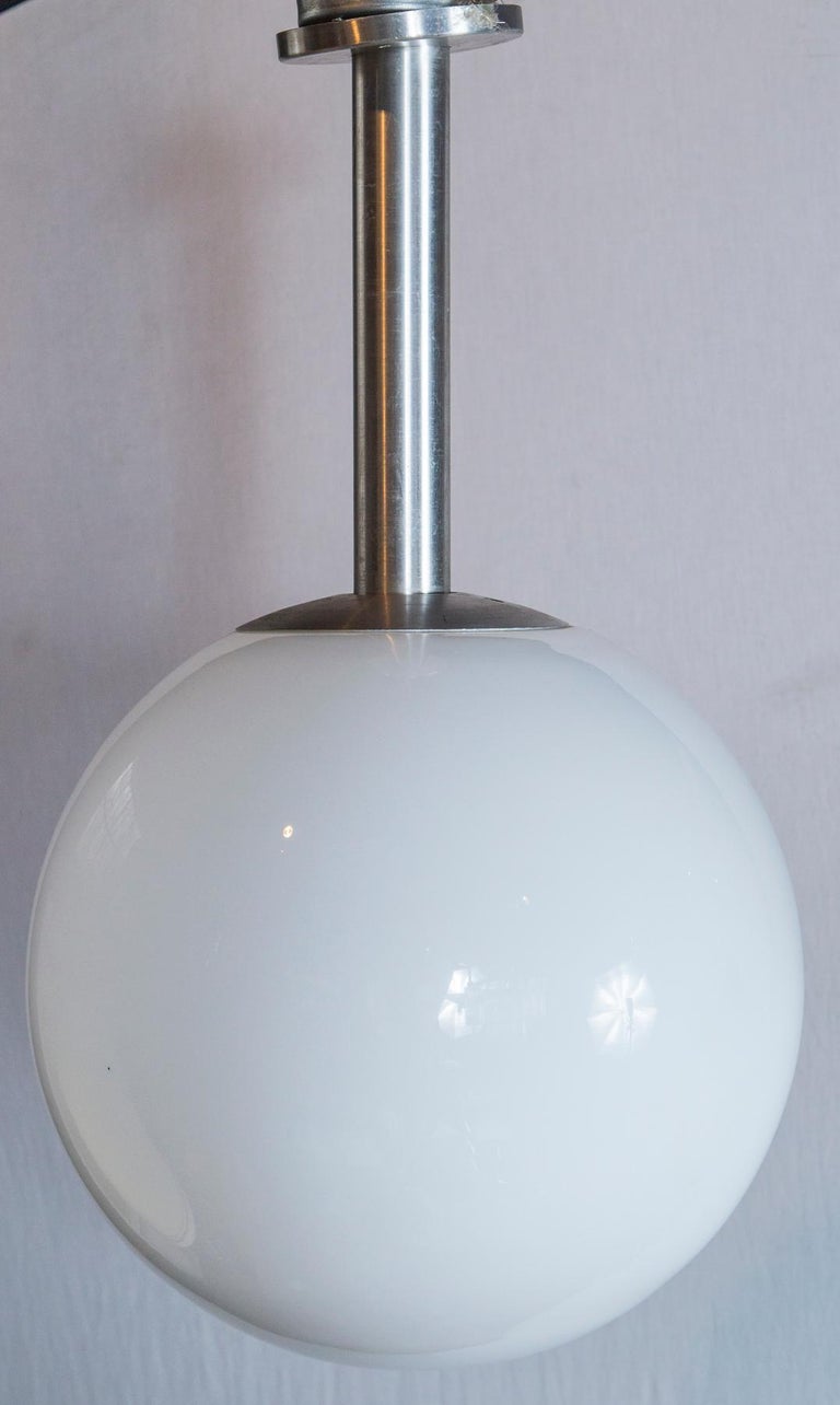White Glass Ball Pendant Light with Aluminum Stem, Single or Pair For ...