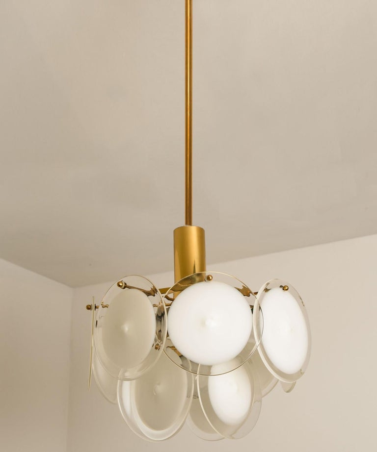 White Glass Disc Chandelier by Vistosi, Italy, 1970s For Sale at 1stDibs