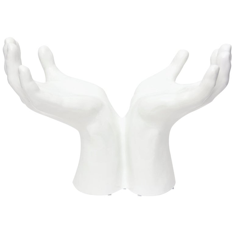 White Glazed Ceramic Hands Sculpture Italian Vintage at 1stDibs