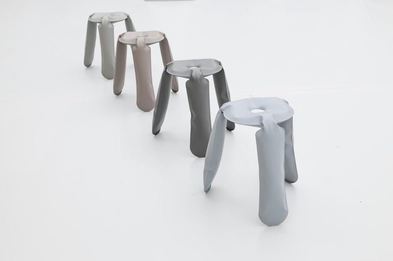 White Glossy Steel Bar Plopp Stool by Zieta For Sale at 1stDibs