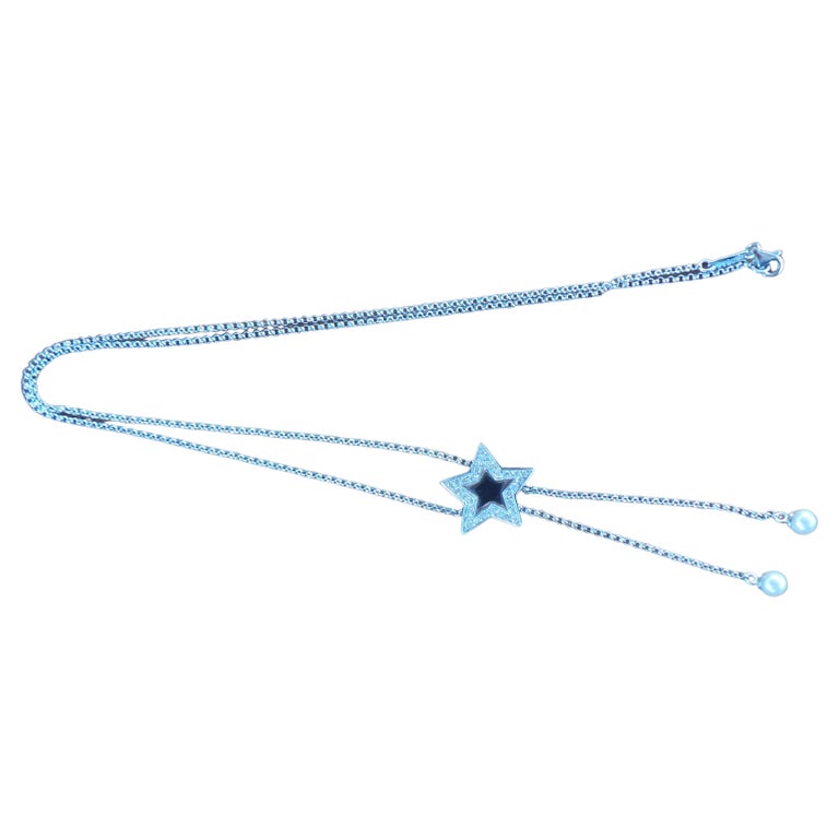 White Gold 0.30K White Diamonds Star Moving Pendant Necklace For Sale ...