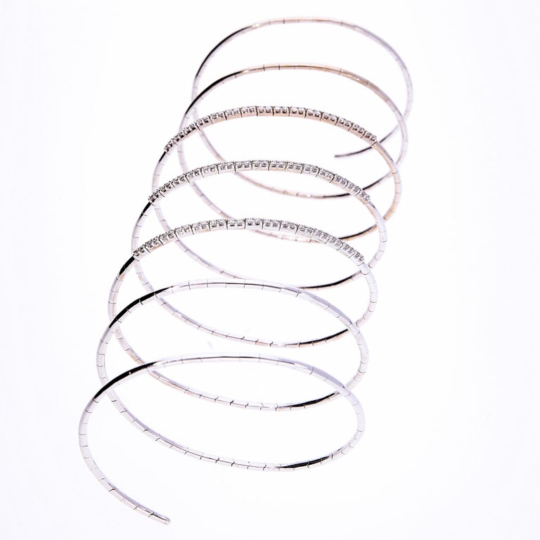 White Gold 18 Karat Extendable Elastic Bracelet With Diamonds For Sale