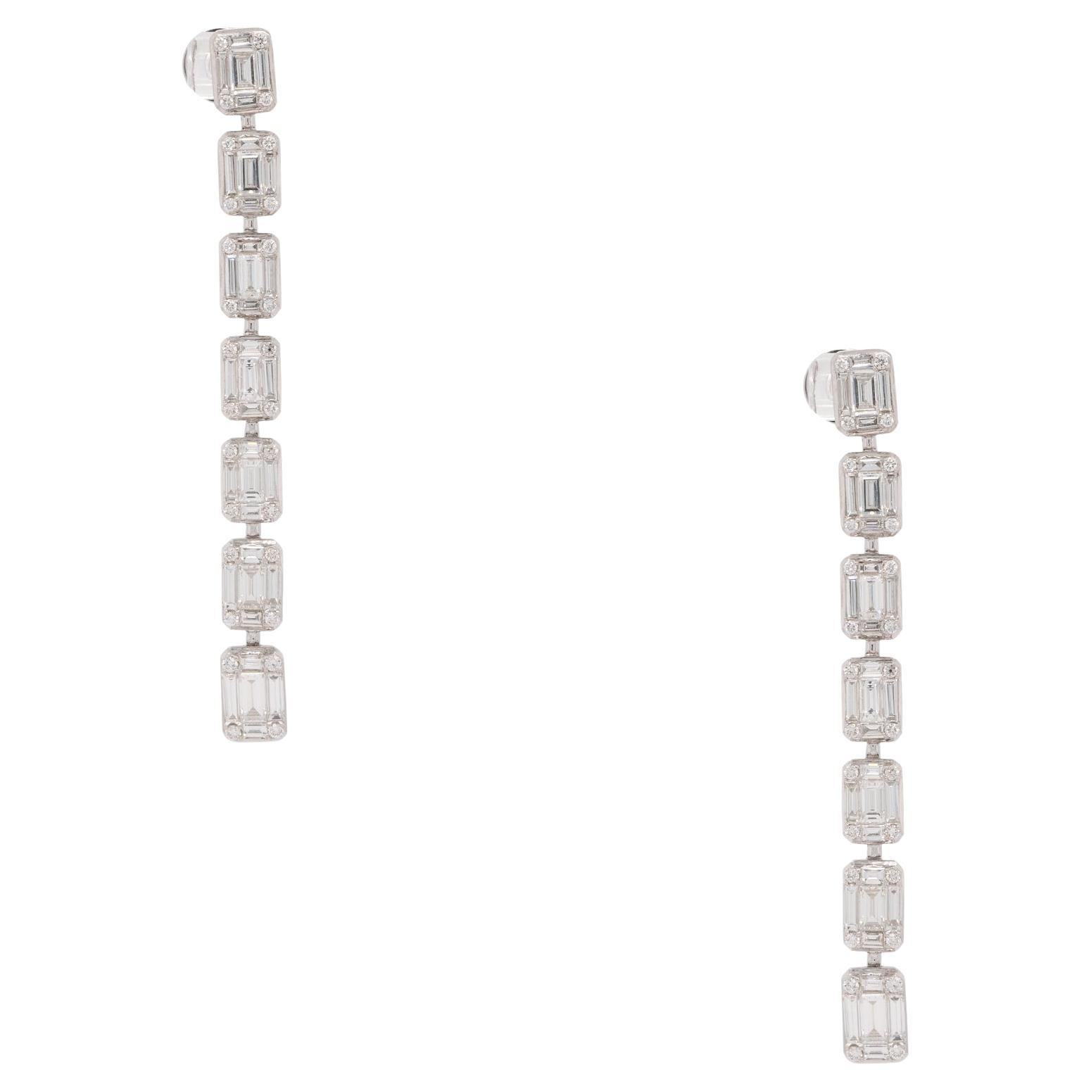4.33 Carat Diamond Five String Dangle Earrings 14 Karat in Stock For ...