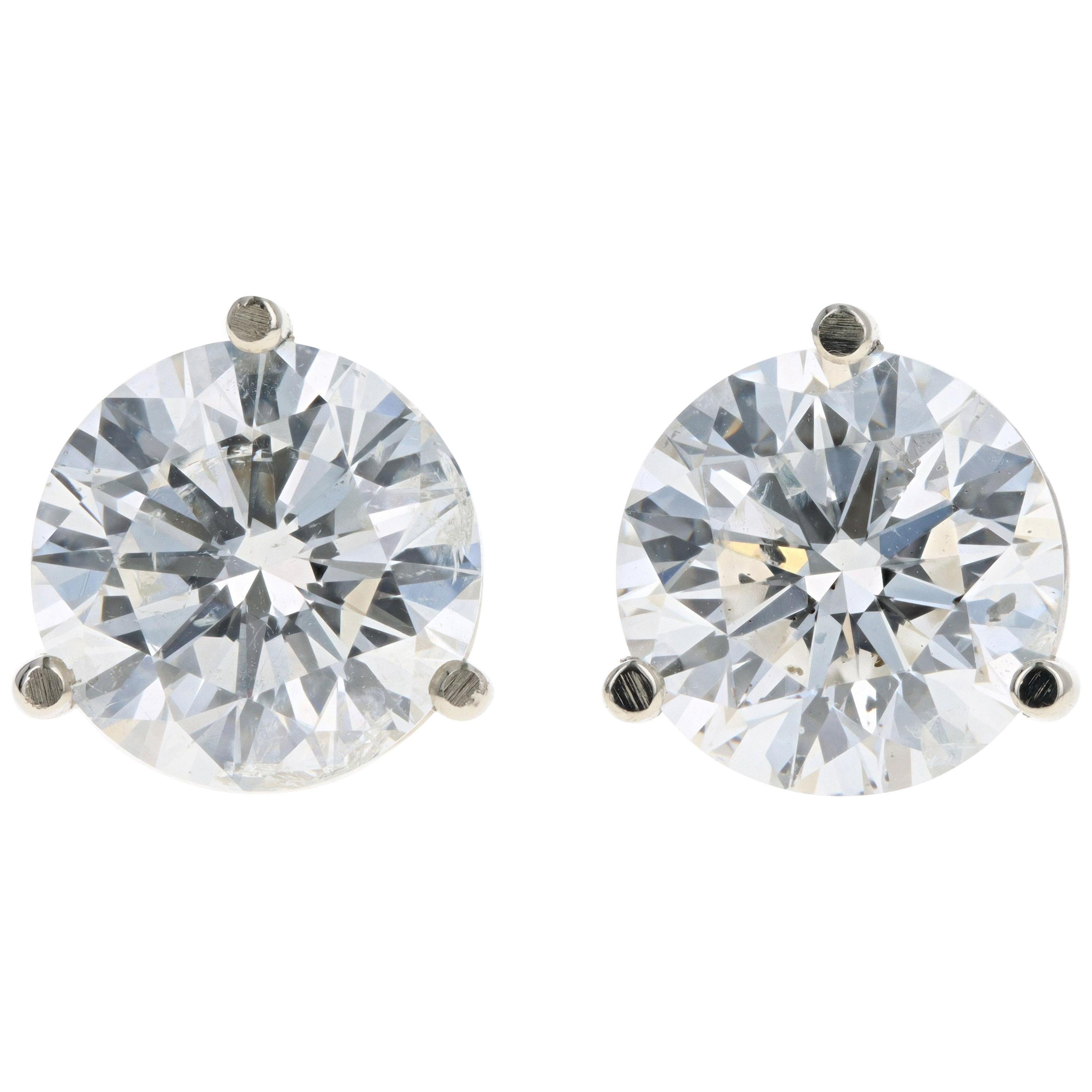 Diamond White Gold Round Drop Earrings For Sale at 1stDibs