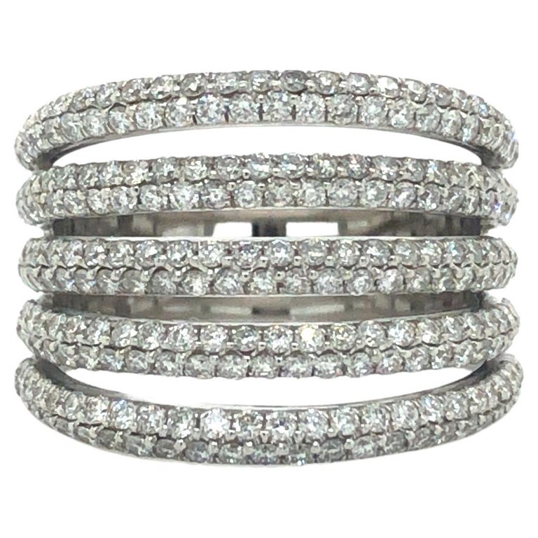White Gold 5 Band Diamond Band For Sale at 1stDibs