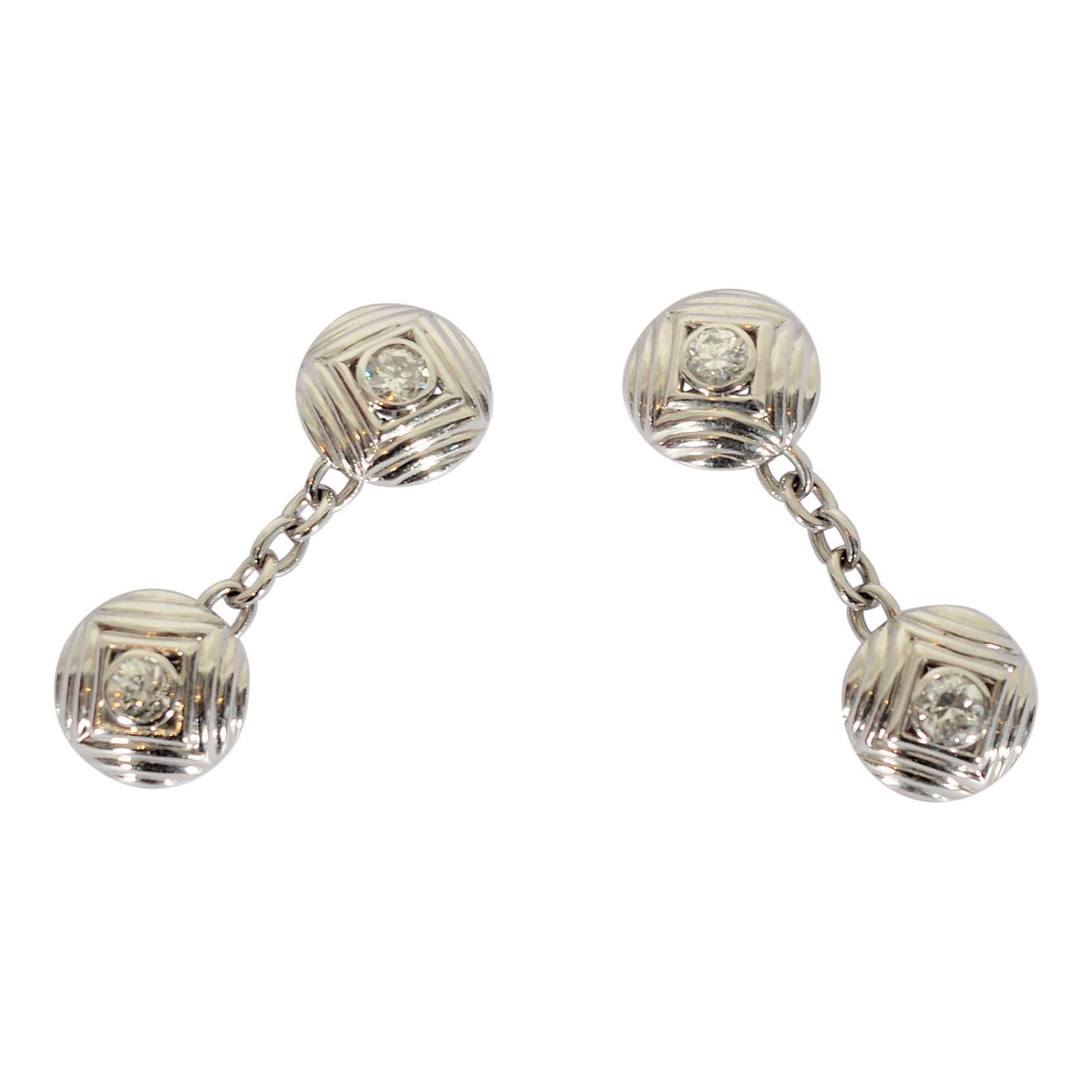 Double Sided Diamond Gold Cufflinks For Sale at 1stDibs