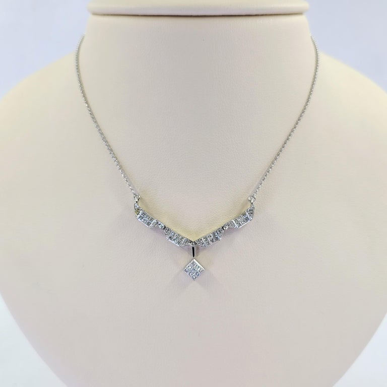 White Gold and Princess Cut Diamond Convertible Pendant Necklace For ...