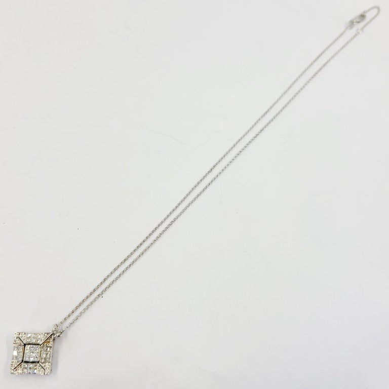 White Gold and Princess Cut Diamond Convertible Pendant Necklace For ...