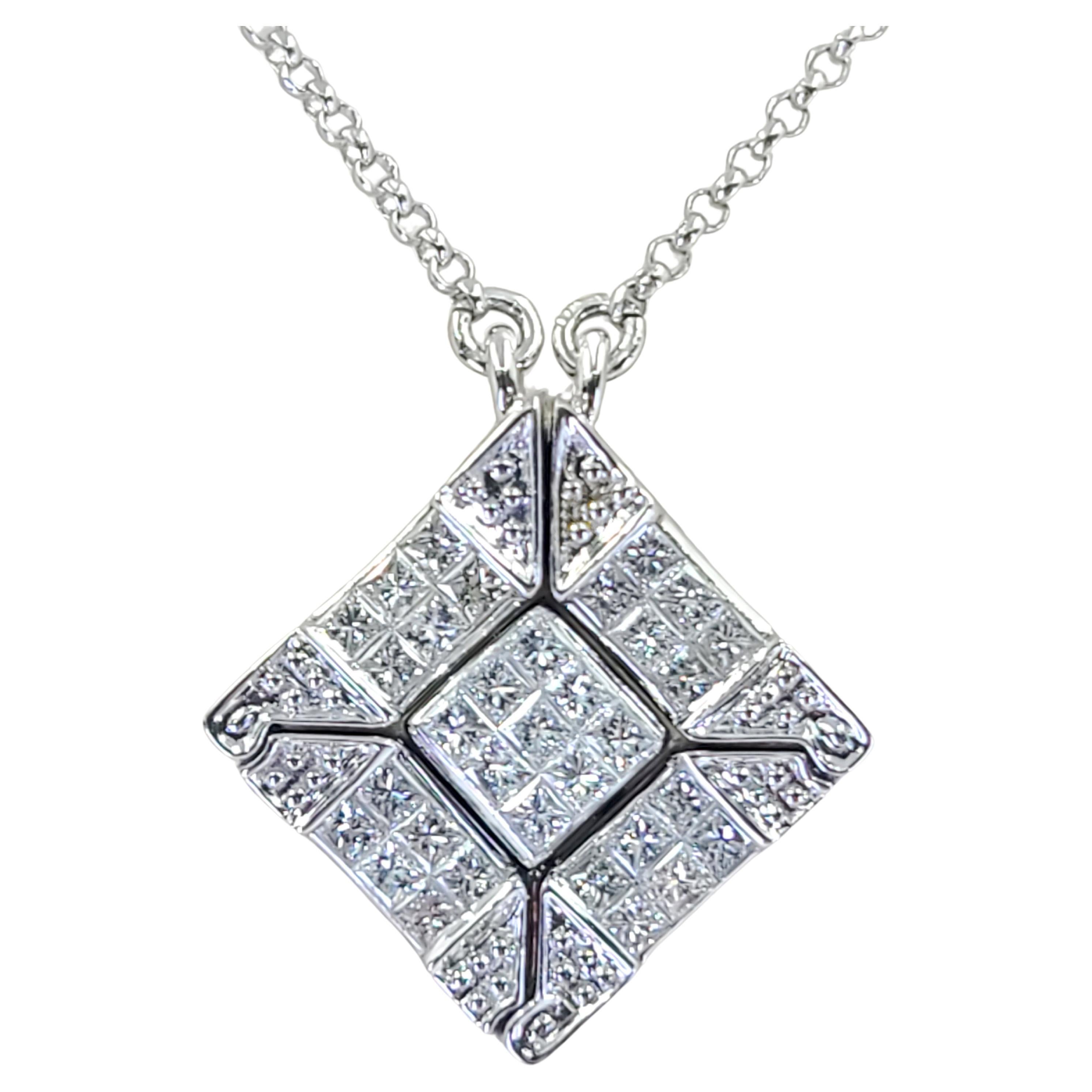 Floating Princess-Cut Diamond Pavé Pendant For Sale at 1stDibs ...