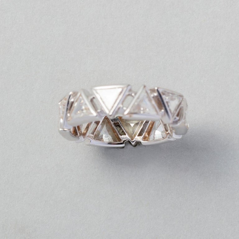 White Gold and Triangle Diamond Eternity Band For Sale at 1stDibs