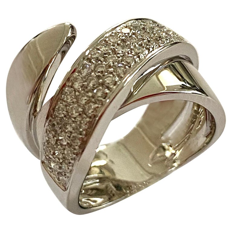 White Gold Band Ring, Diamonds 53 at 1stDibs