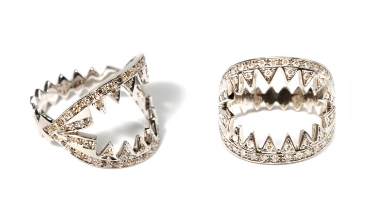 White Gold Brown Diamonds Shark Ring For Sale at 1stDibs | diamond ...