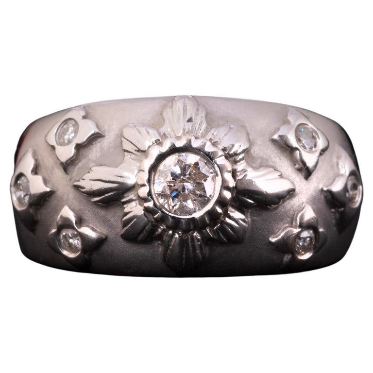 White Gold Celestial Starburst Diamond Ring Brushed White Gold Diamond ...