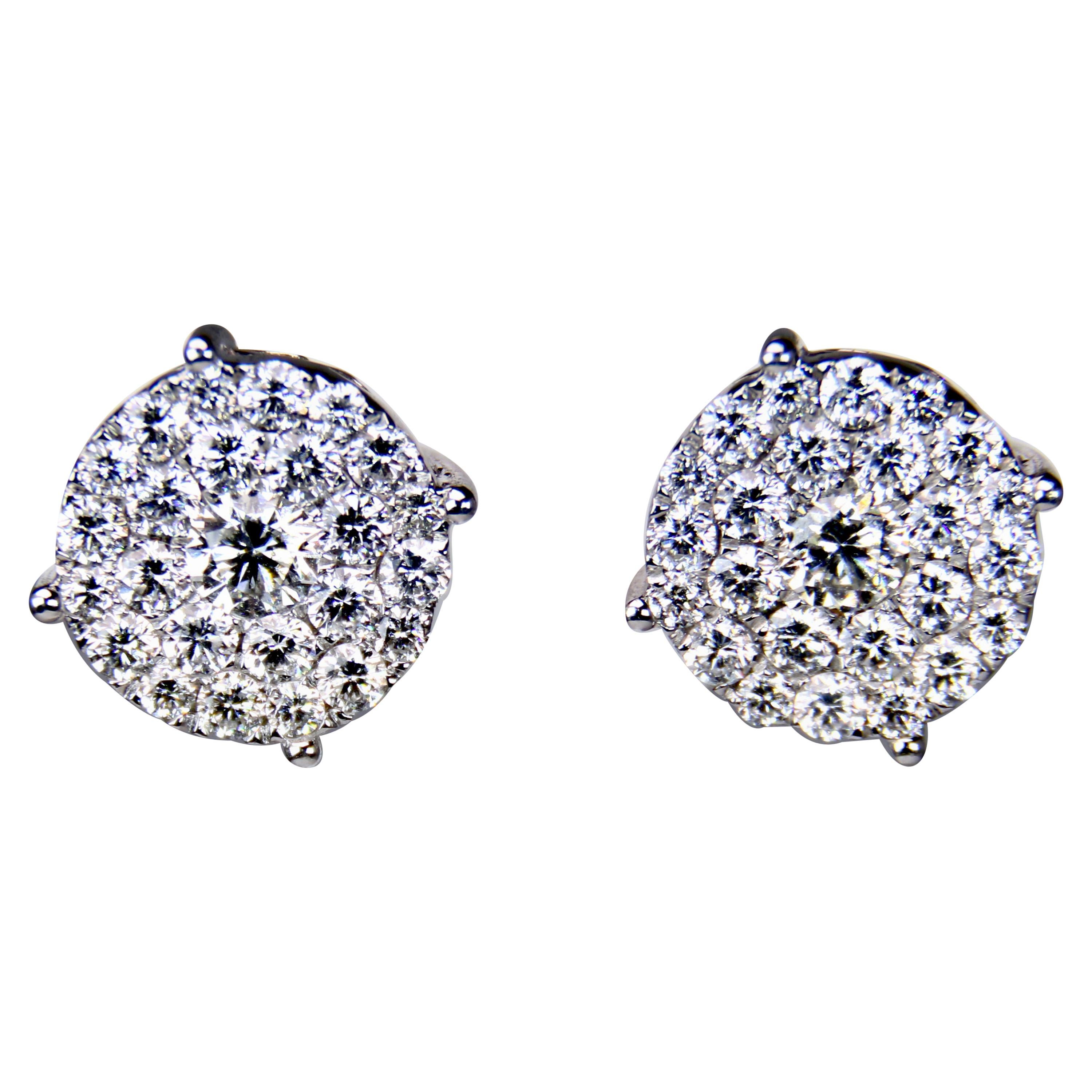 Diamond Illusion Set Earrings For Sale at 1stDibs