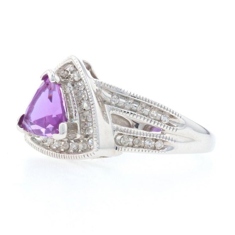 White Gold Color Change Glass Zandrite and Diamond Halo Ring, 10k ...