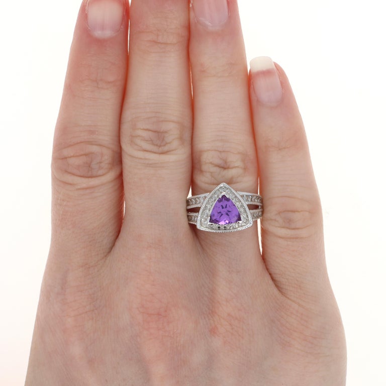 White Gold Color Change Glass Zandrite and Diamond Halo Ring, 10k ...
