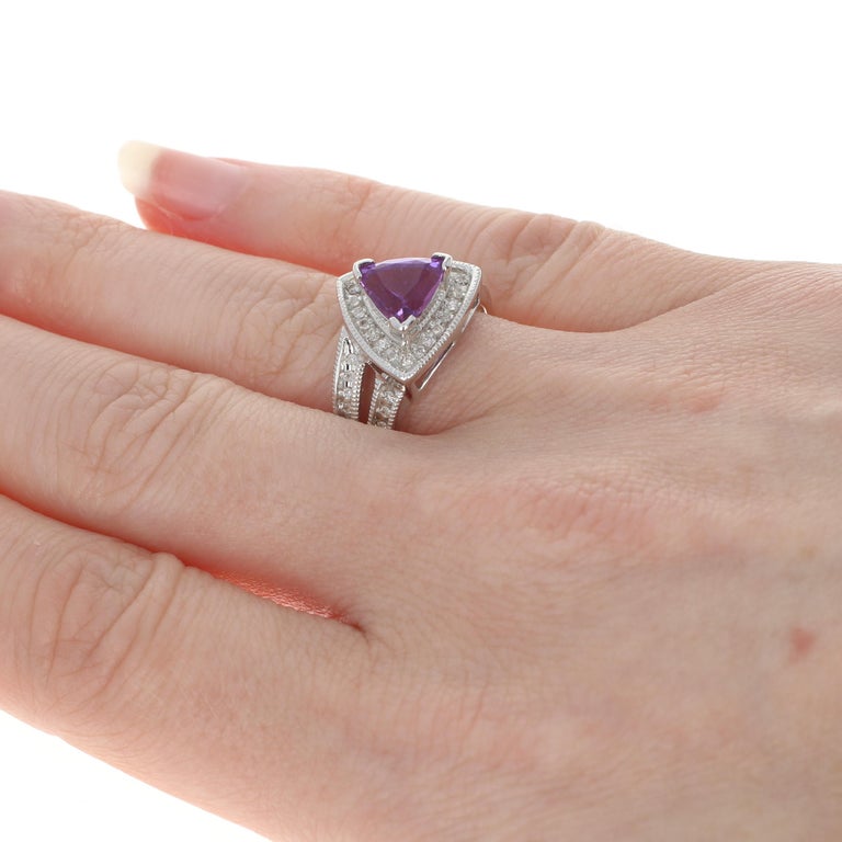 White Gold Color Change Glass Zandrite and Diamond Halo Ring, 10k ...