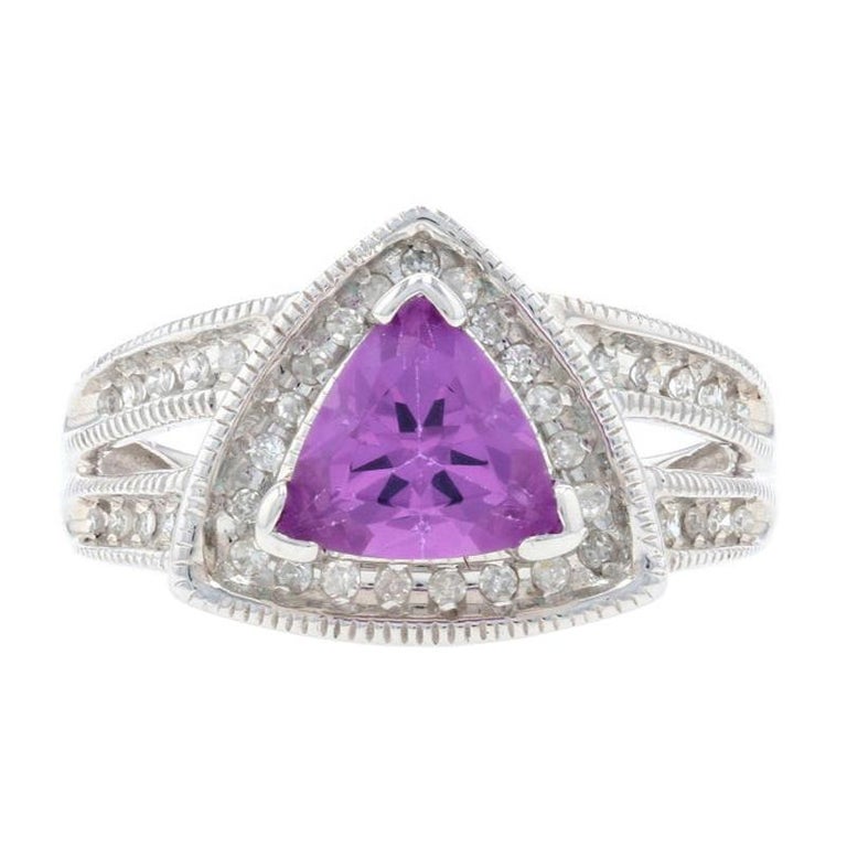 Customizable White Gold Color Change Glass Zandrite and Diamond Halo ...