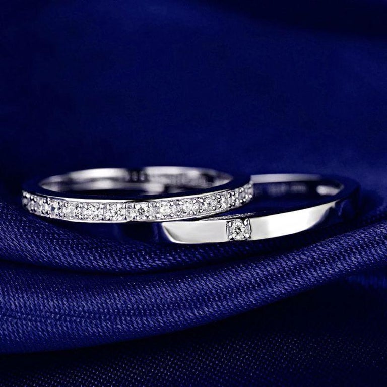 Customizable White Gold Couples Diamond Wedding Band Couple Rings Ring ...