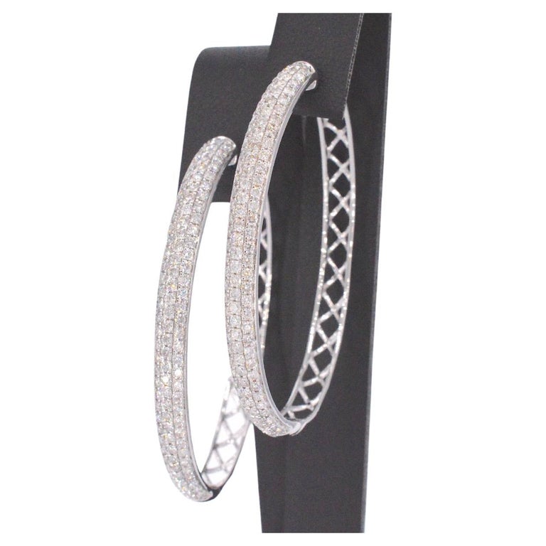 White Gold Creole Earrings with Diamonds For Sale at 1stDibs