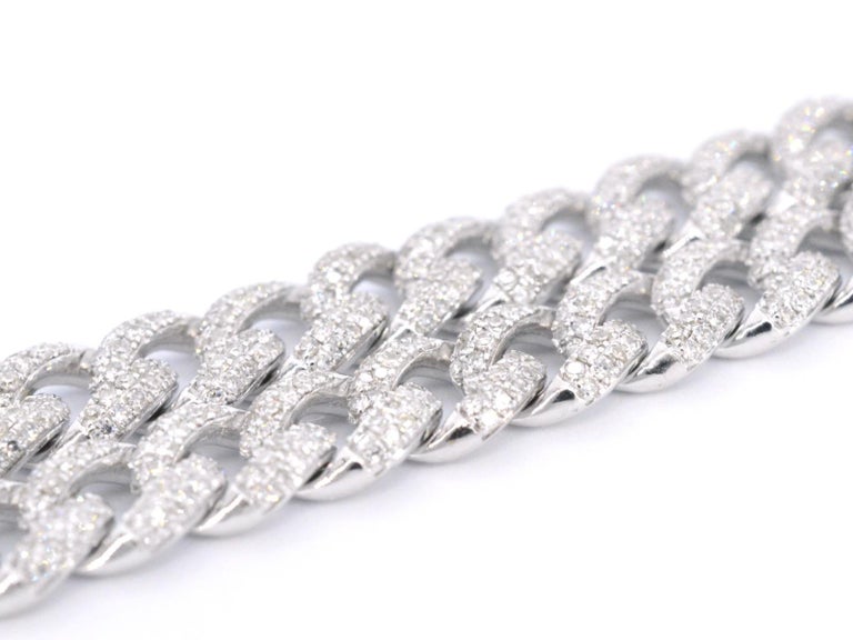 White Gold Cuban Necklace Full of Diamonds 8.50 Carat For Sale at 1stDibs