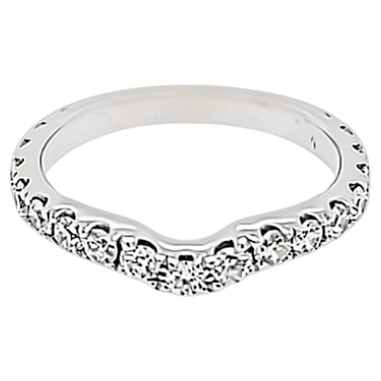 White Gold Curved Diamond Ring For Sale at 1stDibs
