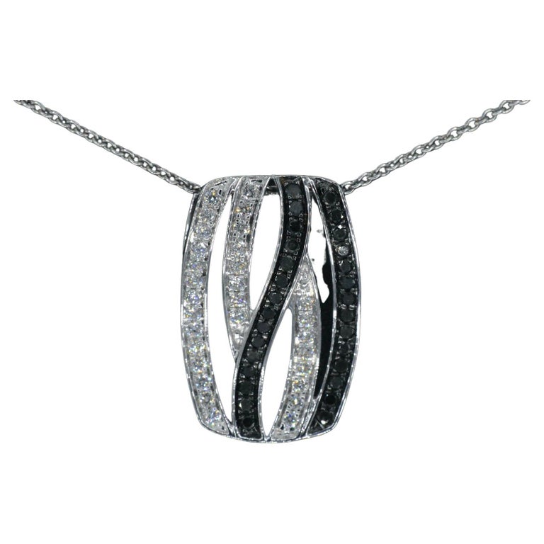 White Gold Design Pendant with White and Black Brilliant Diamonds For ...