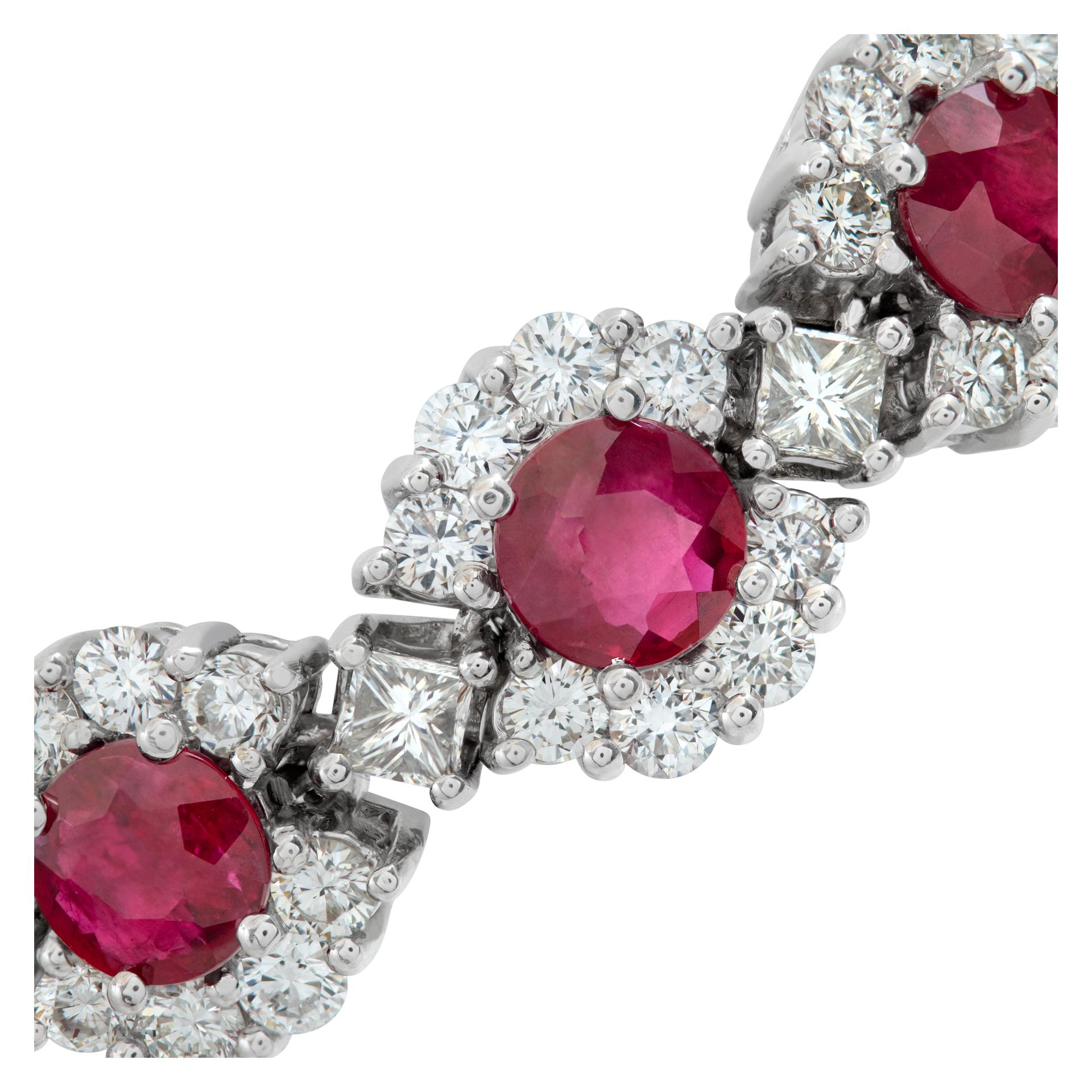 White gold diamond and African ruby bracelet For Sale at 1stDibs