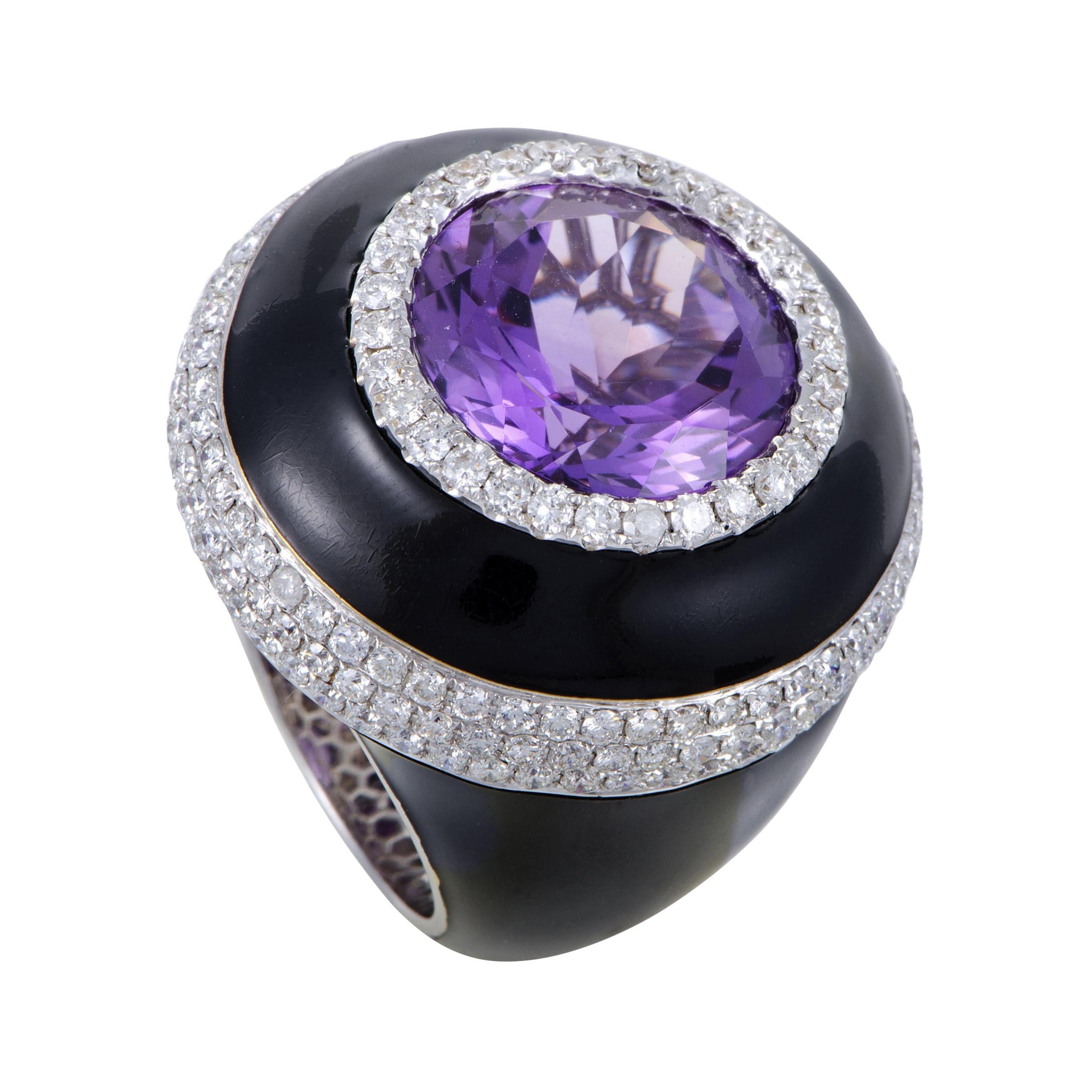 Antique Amethyst Diamond Gold Ring For Sale at 1stDibs