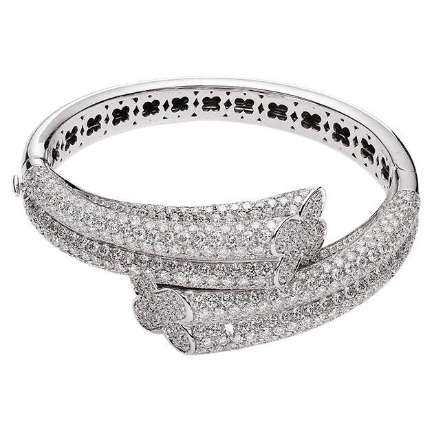 Majestic and Tres Chic Wide Diamond Gold Bangle For Sale at 1stDibs ...