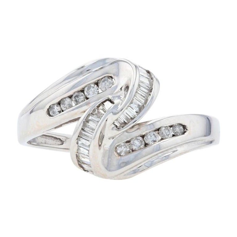 White Gold Diamond Bypass Ring, 14k Round Brilliant Cut .33ctw For Sale ...