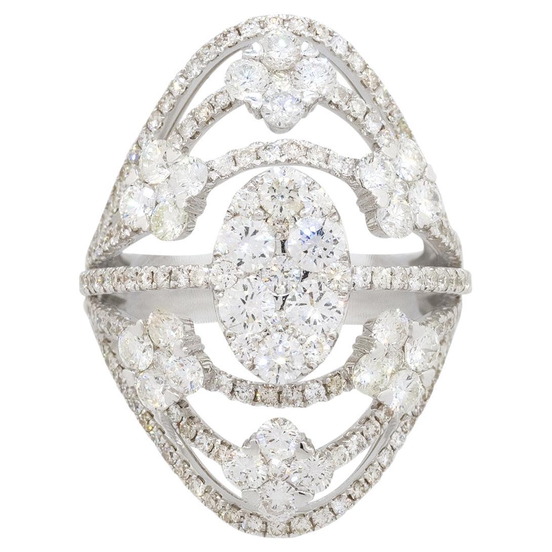 Intini Jewels 4 Open Tube Set Diamond 18 Karat White Gold Cluster ...