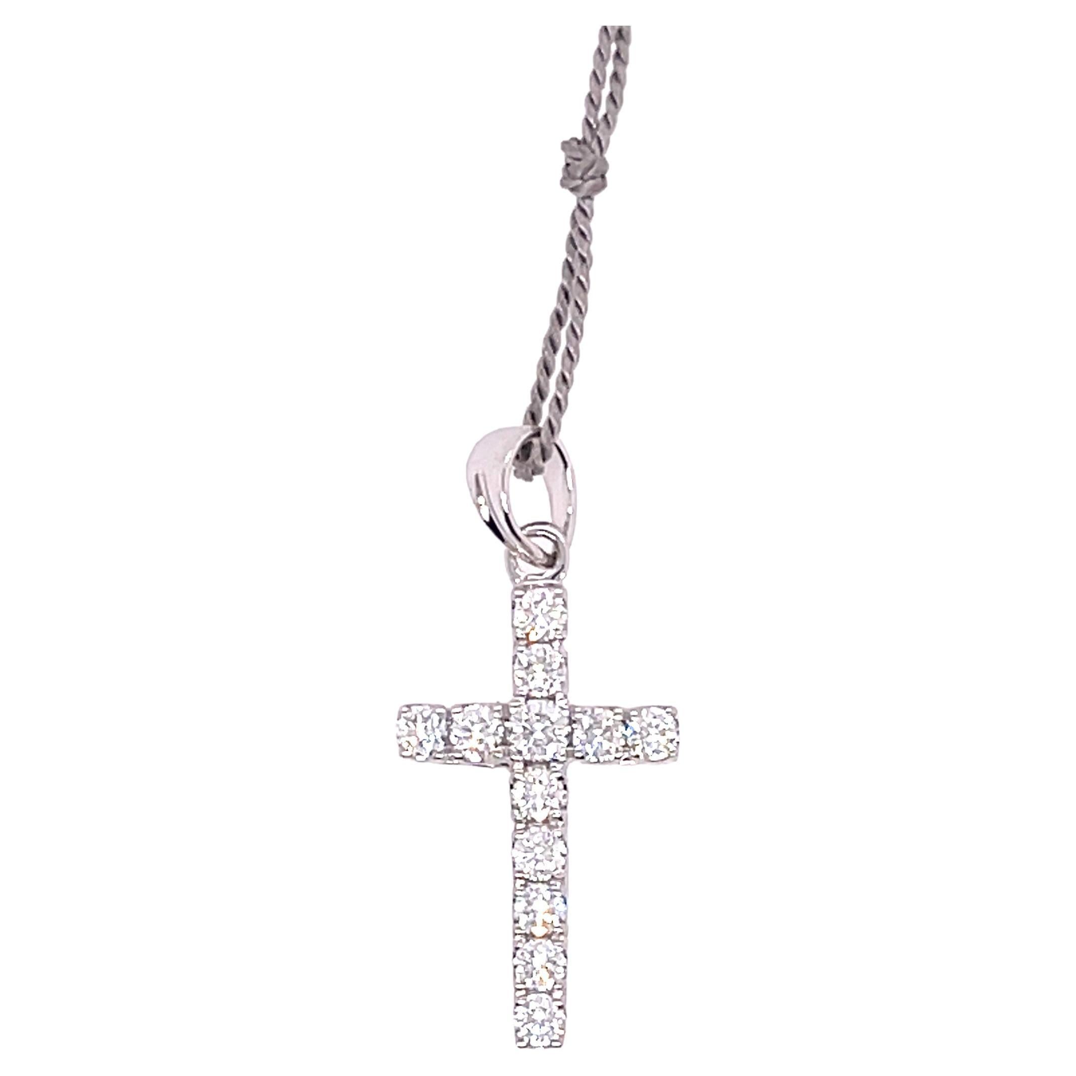 Black White Diamond Cross White Gold Charm Pendant from Estate of ...