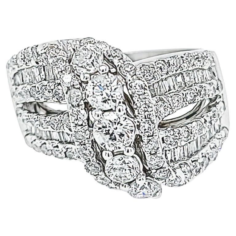 White Gold Diamond Crossover Band For Sale at 1stDibs