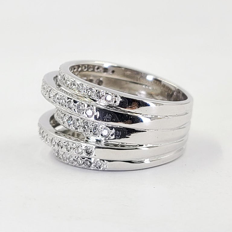 White Gold Diamond Crossover Band Ring For Sale at 1stDibs
