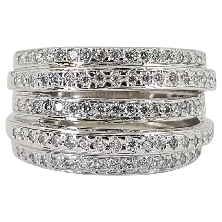 White Gold Diamond Crossover Band Ring For Sale at 1stDibs