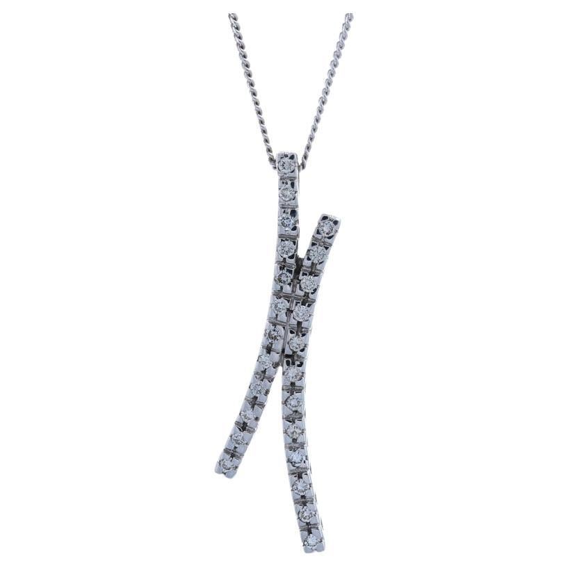 White Gold Diamond Curved Lines Pendant Necklace, 14k and 18k Round ...