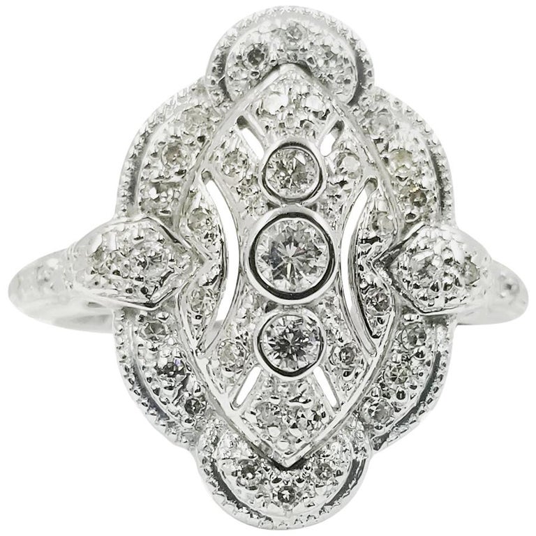 White Gold Diamond Dinner Ring at 1stDibs