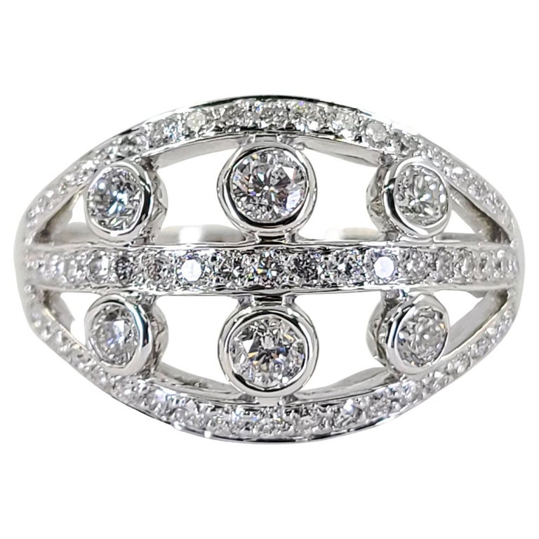 White Gold Diamond Dome Ring For Sale at 1stDibs