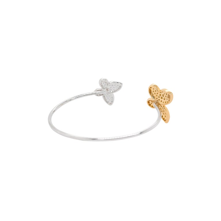 White Gold Diamond Double Butterfly Thin Bangle 18 Karat in Stock For ...