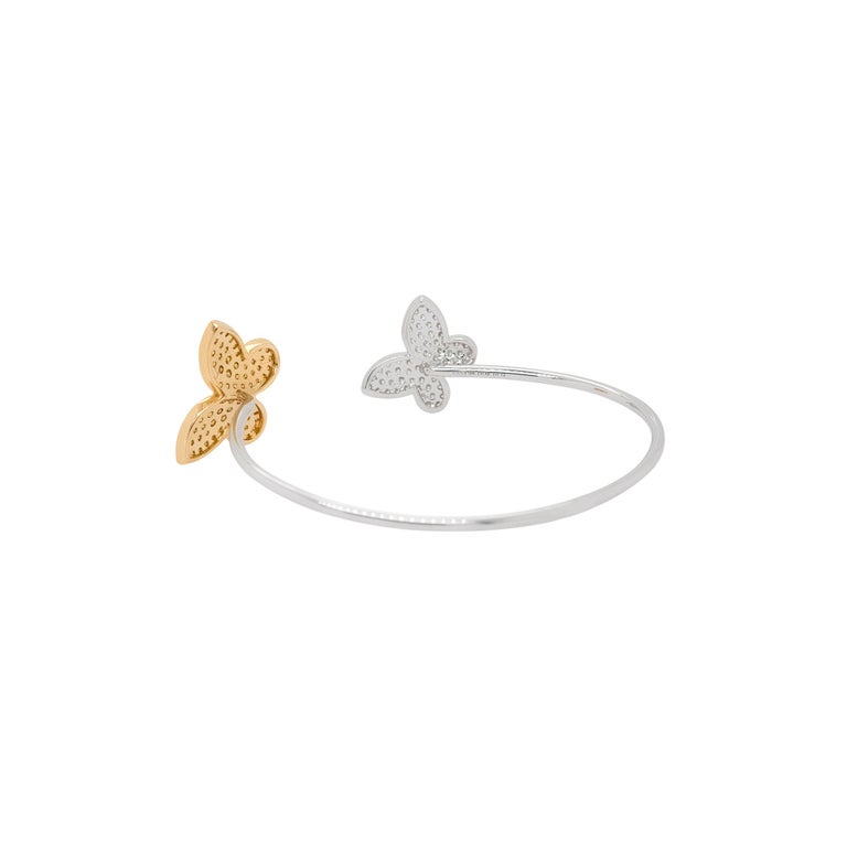 White Gold Diamond Double Butterfly Thin Bangle 18 Karat in Stock For ...