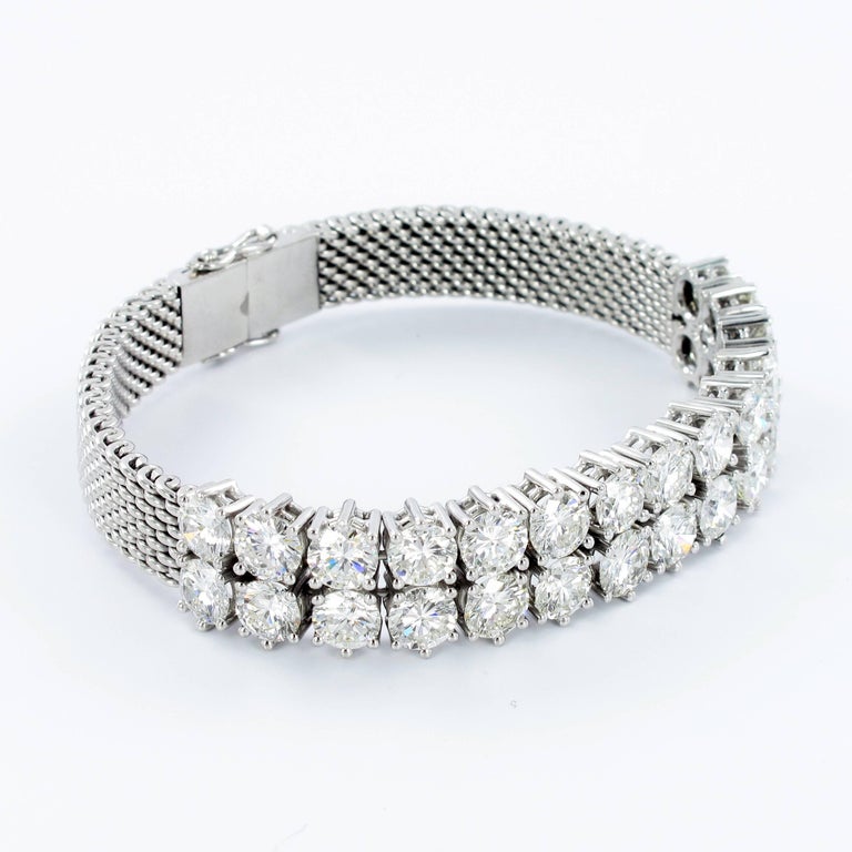 White Gold Diamond Double Row Bracelet at 1stDibs