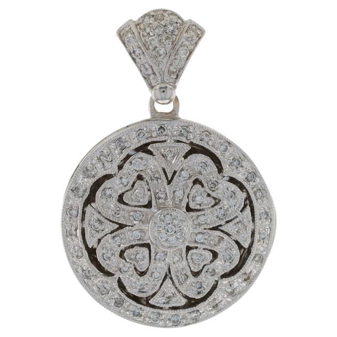 14K Art Nouveau Shamrock Locket with Rose Cut Diamonds For Sale at 1stDibs