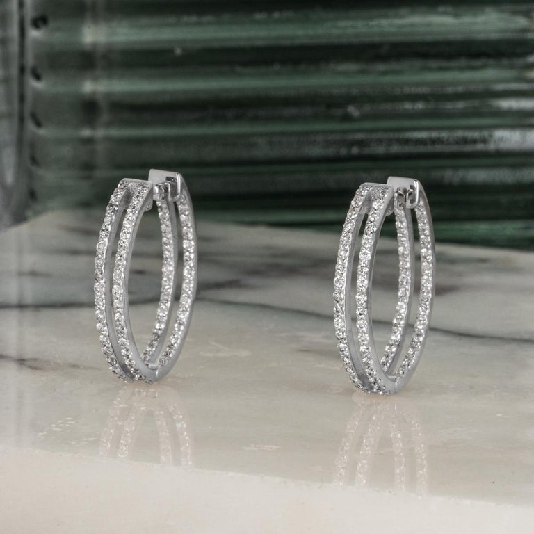 White Gold Diamond Inside Out Hoop Earrings 0.71 Carat TDW For Sale at ...