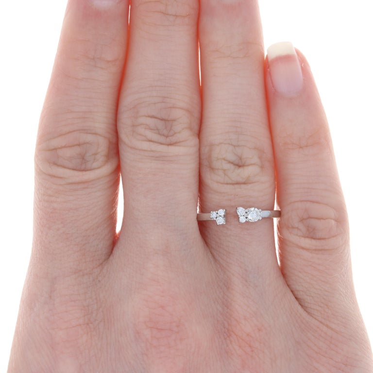 White Gold Diamond Negative Space Band, 14k Round Brilliant Cut .16 ...