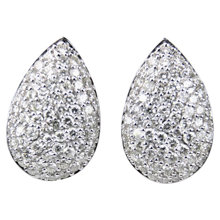 White Gold Diamond Pave Teardrop Diamond Earrings For Sale at 1stDibs