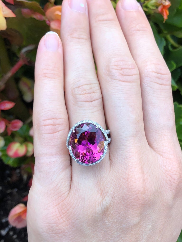 Rubellite Tourmaline Ring Oval 11.69 Carats at 1stDibs