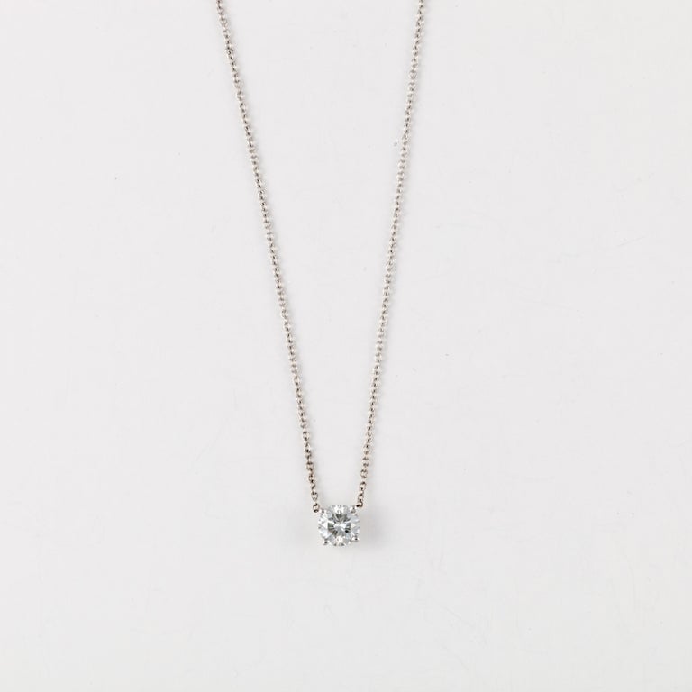White Gold Diamond Solitaire Necklace at 1stDibs