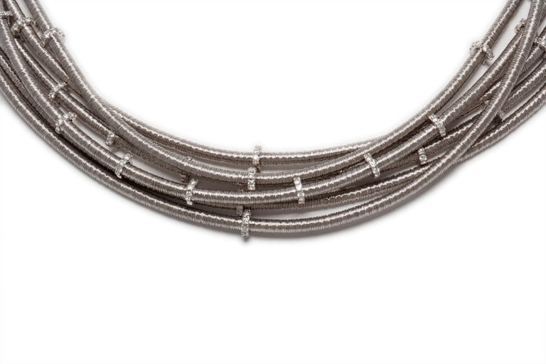 White Gold Diamond String Choker Necklace For Sale at 1stDibs | diamond ...